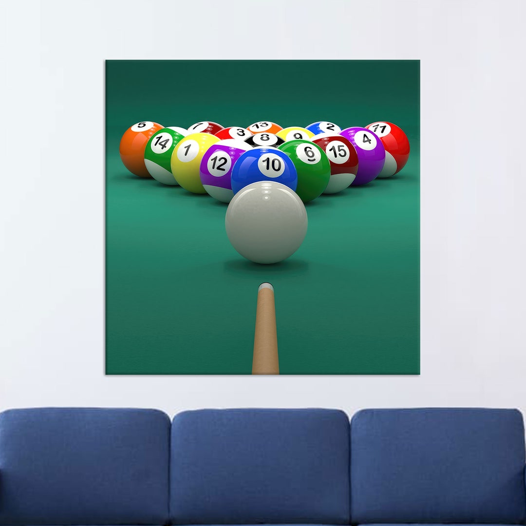Billiard Wall Decor, Modern Canvas, Colorful Wall Decor, Boy Room Decor ...