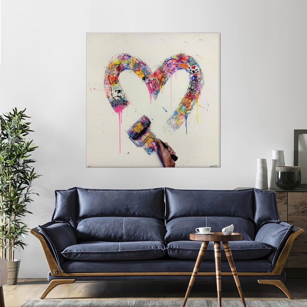 Graffiti Heart Canvas Print: Urban Street Art Painting - Etsy