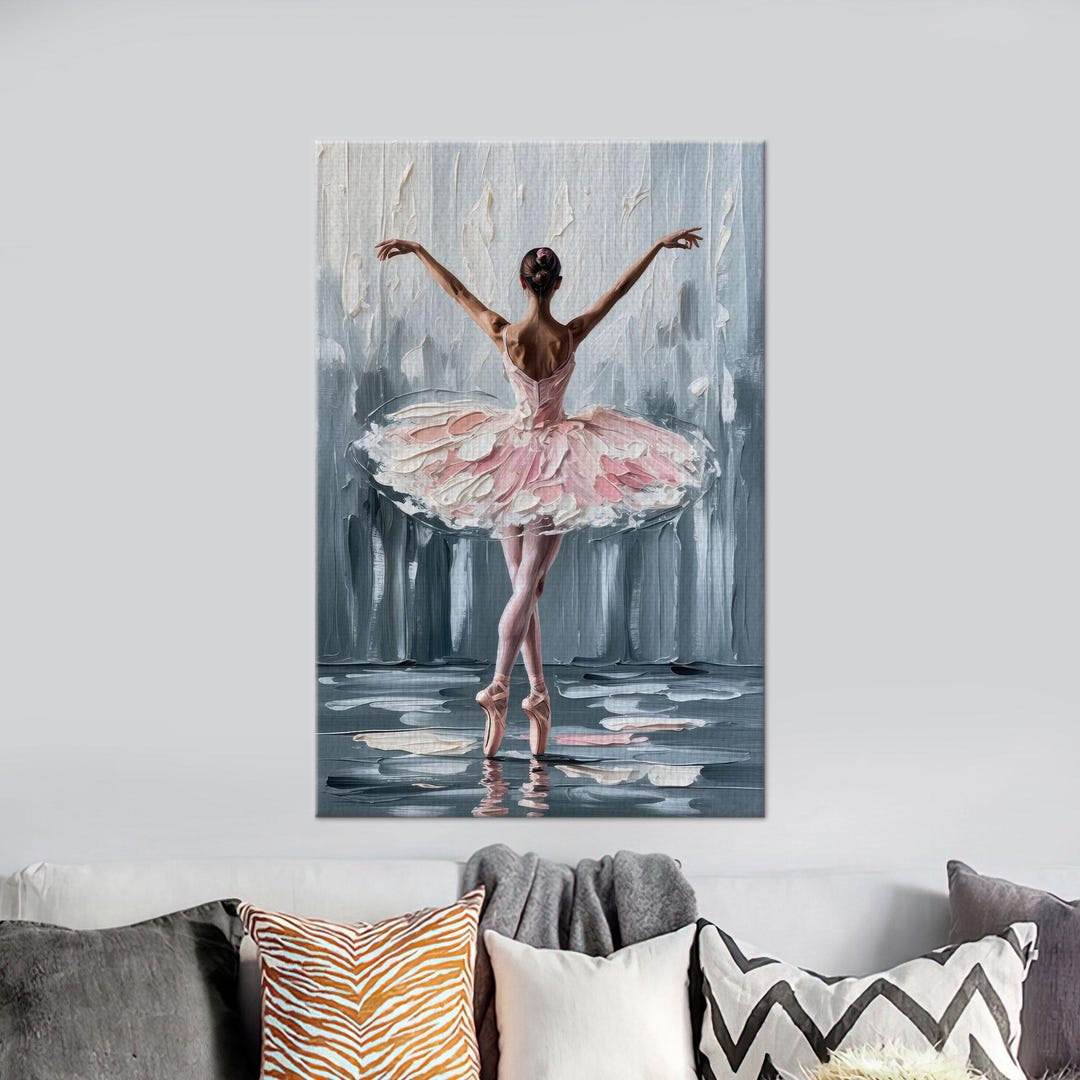 Ballerina Canvas Art: Pink Tutu Ballet Dancer, Girl's Room Decor - Etsy