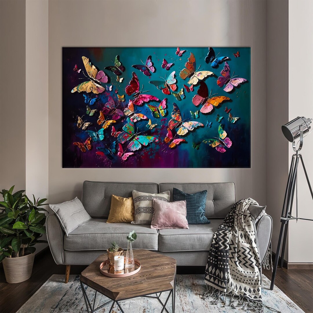 Colorful Butterfly Canvas Art: Modern Abstract Wall Decor - Etsy