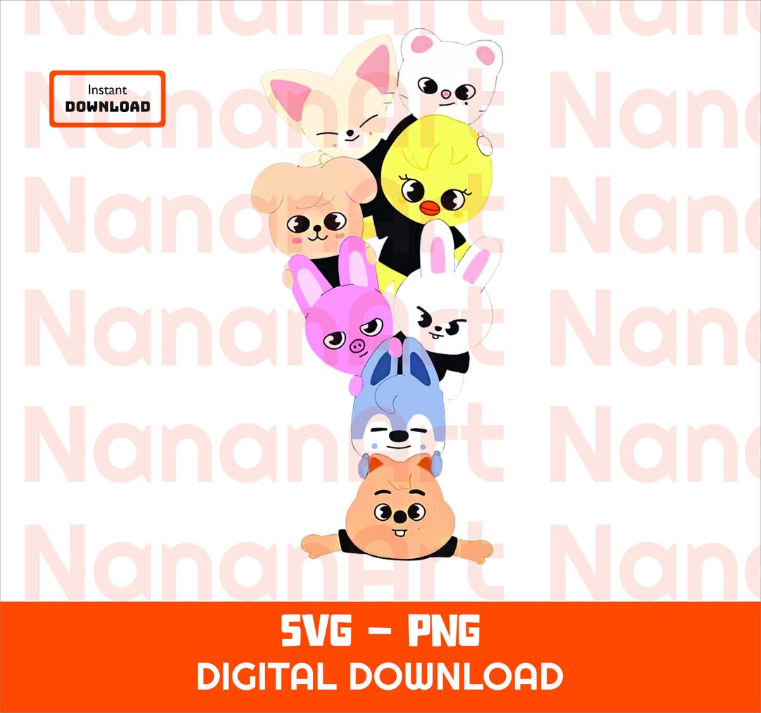 Cute SKZOO Characters SVG PNG | Stray Kids Kpop Digital Download | Wolf ...