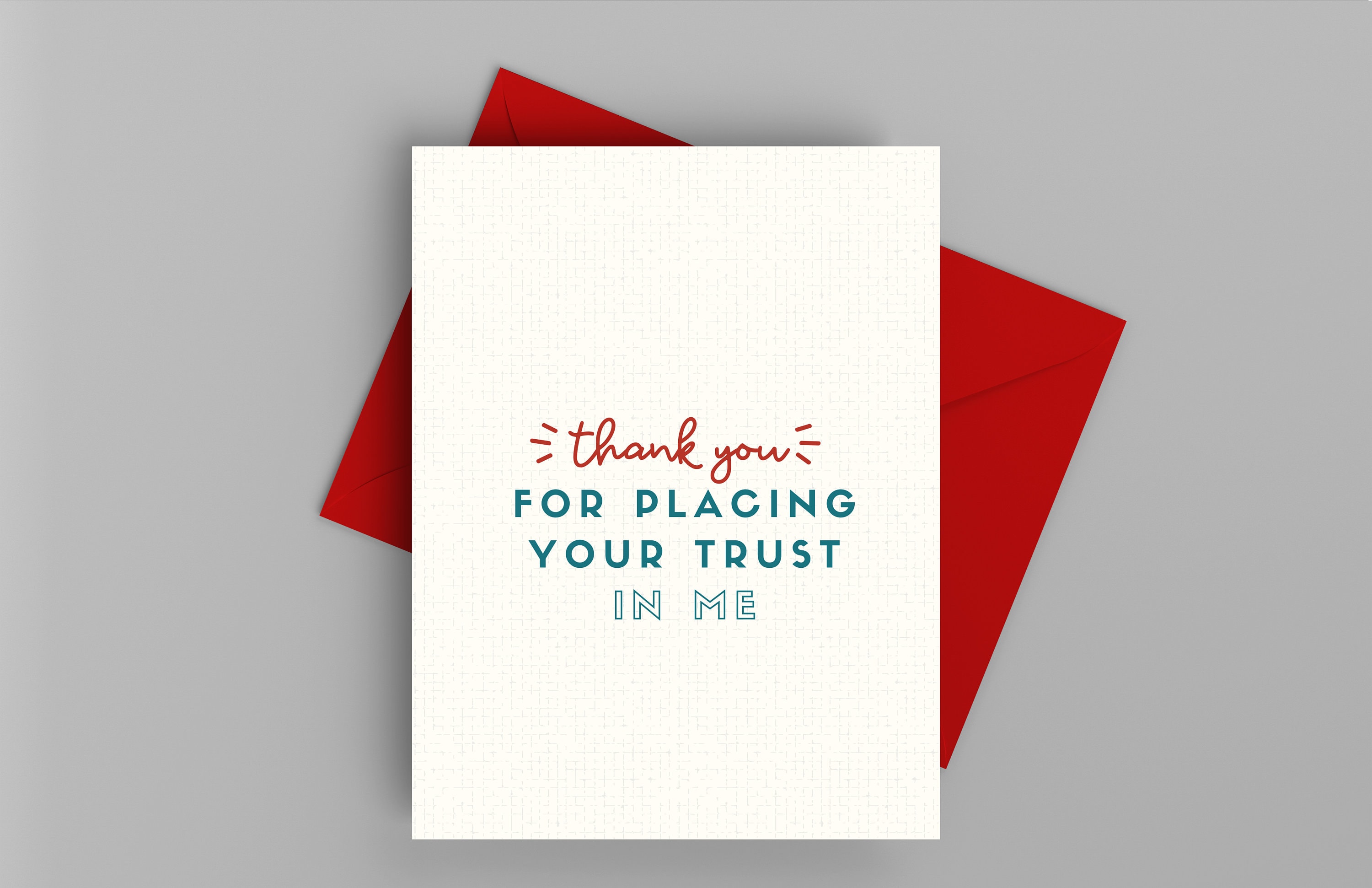 Thank You Card, Thank You for Placing Your Trust in Me, Recycled Paper ...