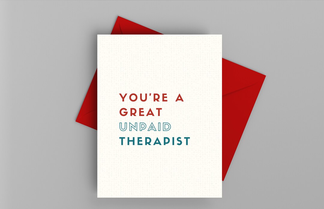 Thank You Card, You're a Great Unpaid Therapist, Recycled Paper, Eco ...