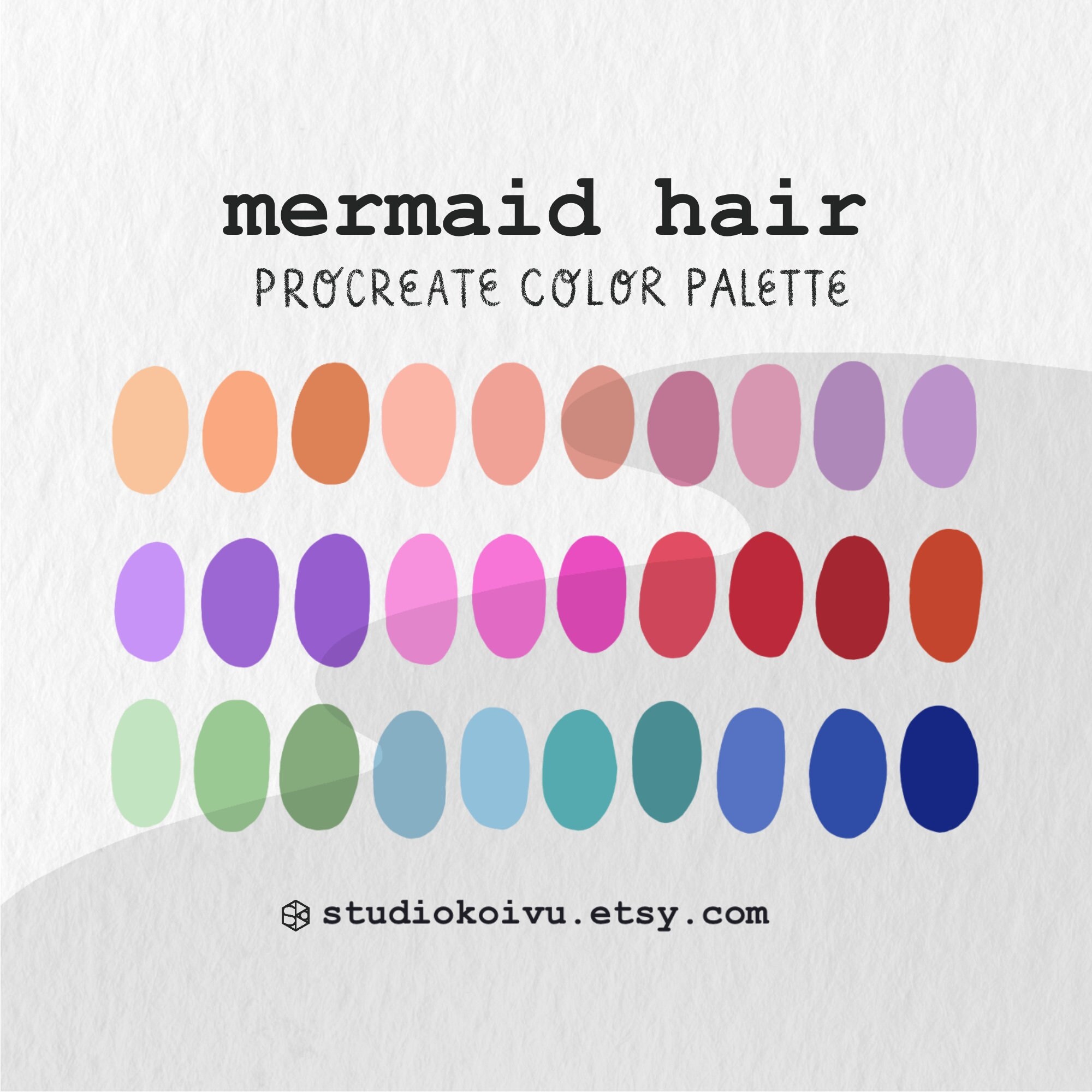 PROCREATE COLOR PALETTE // Mermaid Hair // 30 Colors for iPad Procreate ...