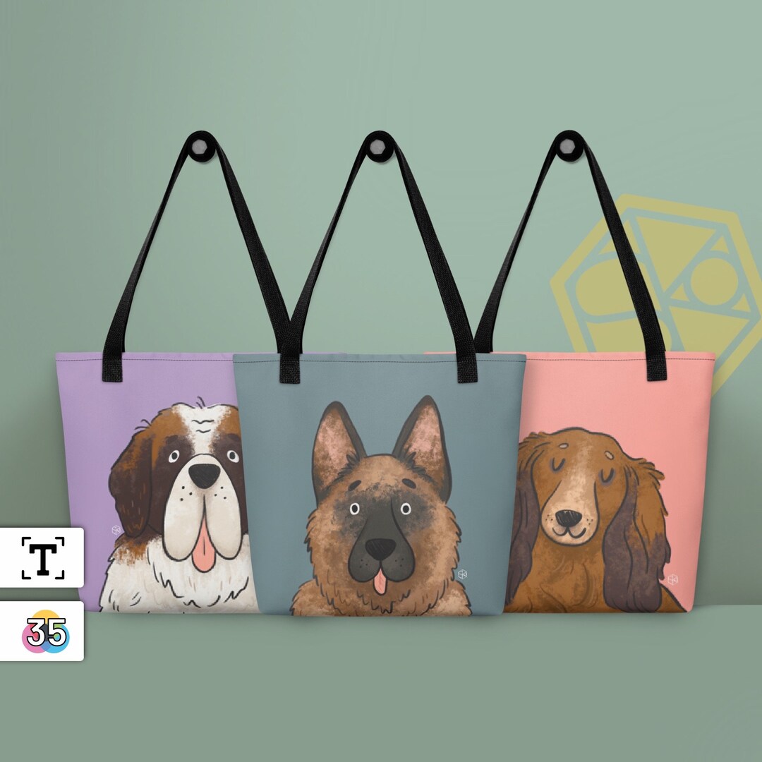 PERSONALIZED FABRIC BAG // Bag Dog Motif Bag Dog Mom Gift Dog Lover ...