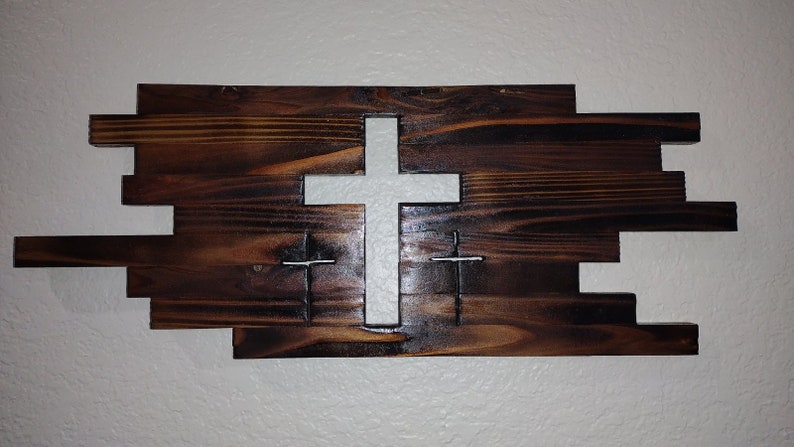 Wooden Cross Plaque 3 Crosses - Etsy