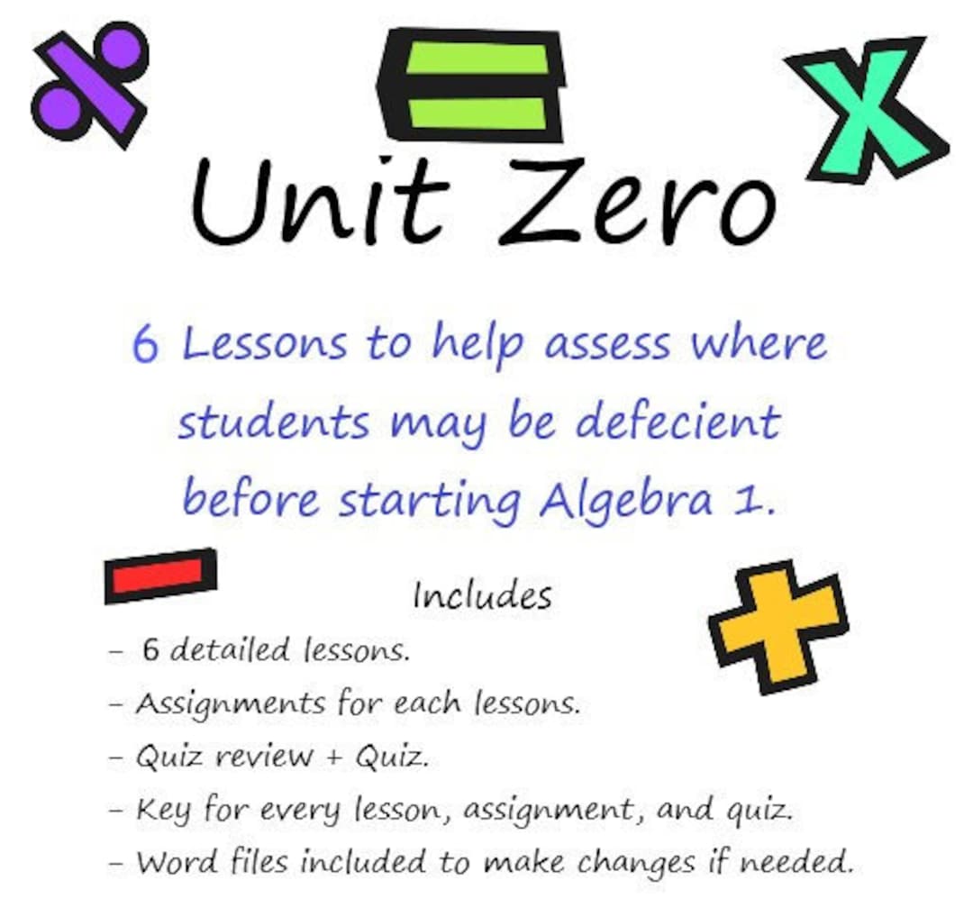 Pre - Algebra 1 Lesson Plan UNIT ZERO - Etsy