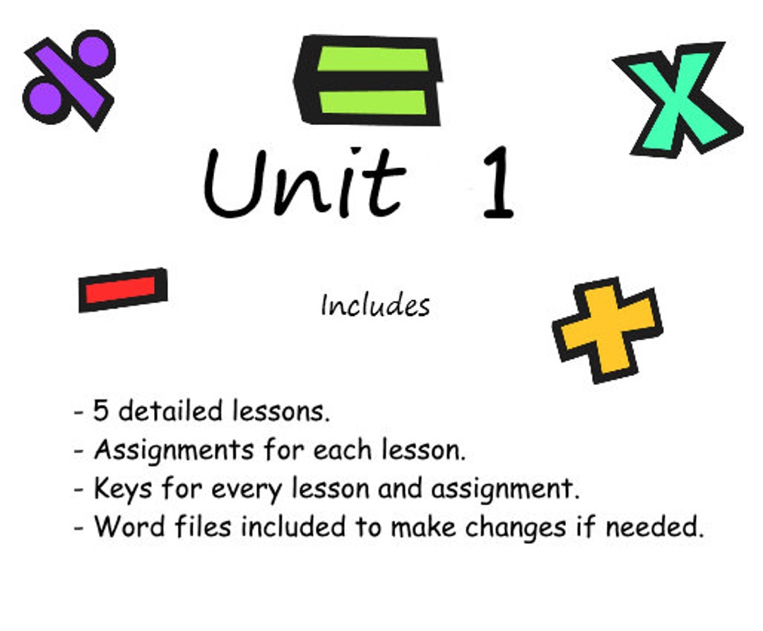 Algebra 1 Lesson Plan Unit 1 Intro to Algebra 1 - Etsy