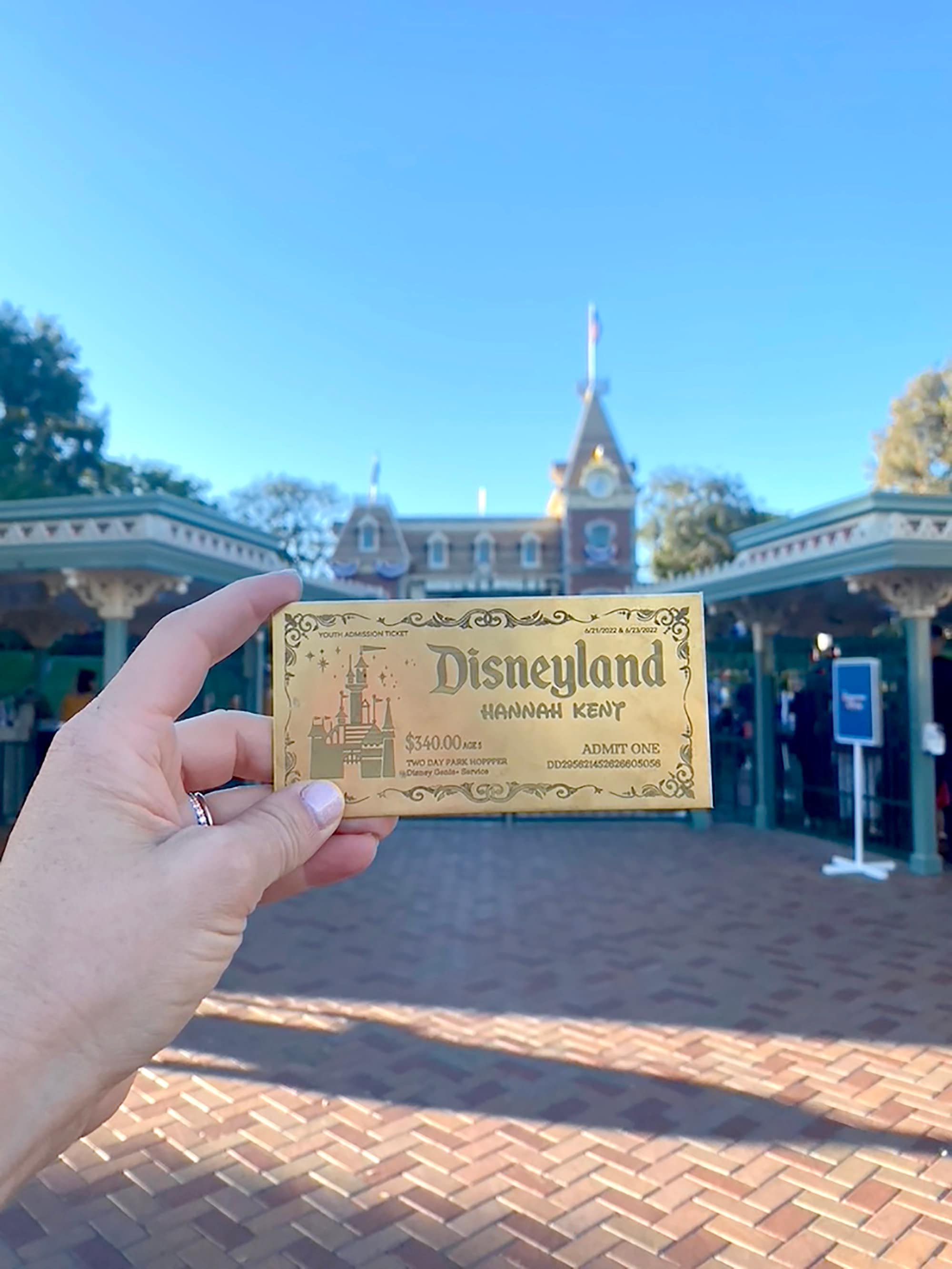 Personalized Disneyland Ticket Gold Disney Ticket Disneyland - Etsy