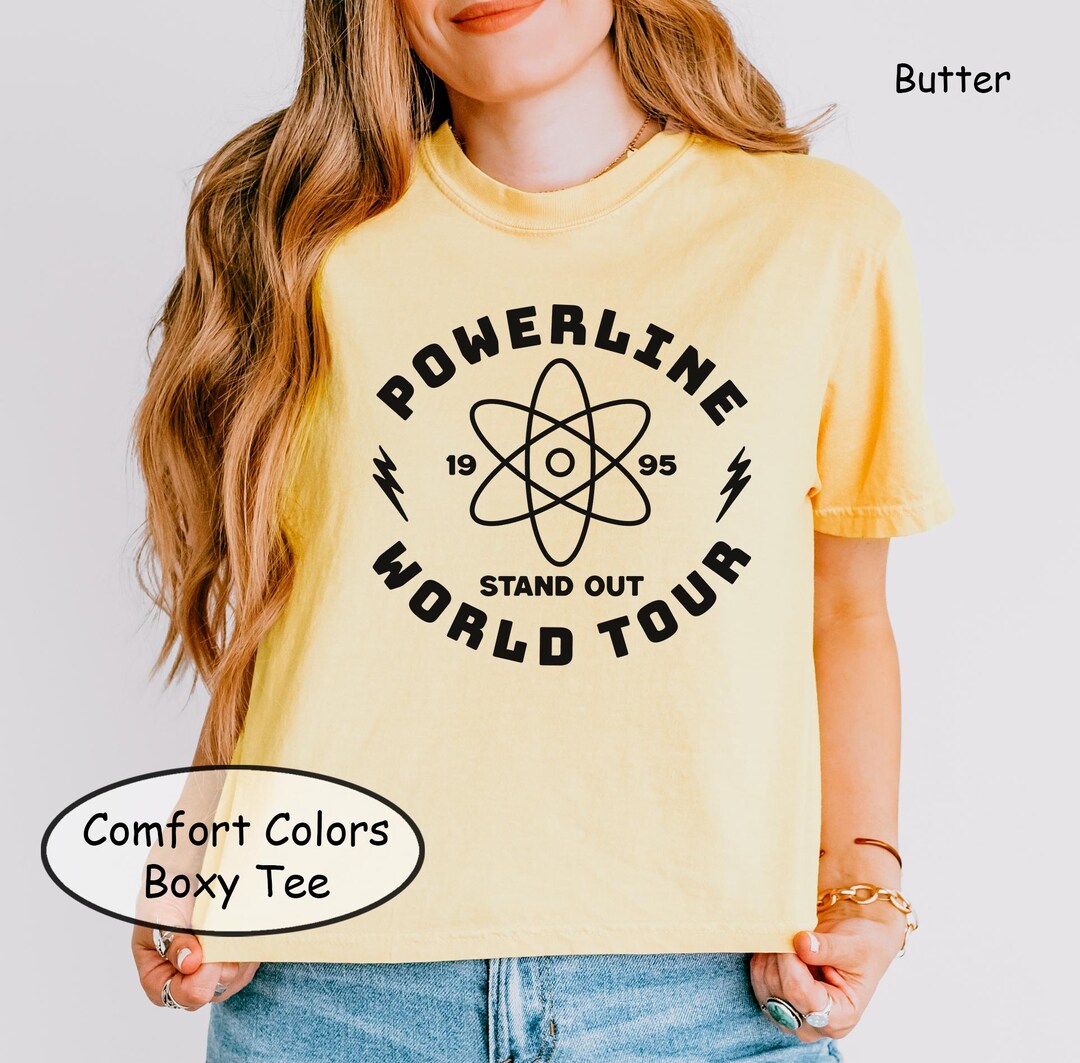Powerline World Tour, Comfort Colors Women's Boxy Tee, Retro Goofy ...
