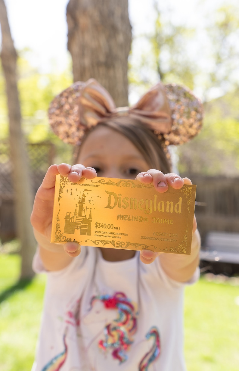 Personalized Disneyland Ticket Gold Disney Ticket Disneyland - Etsy