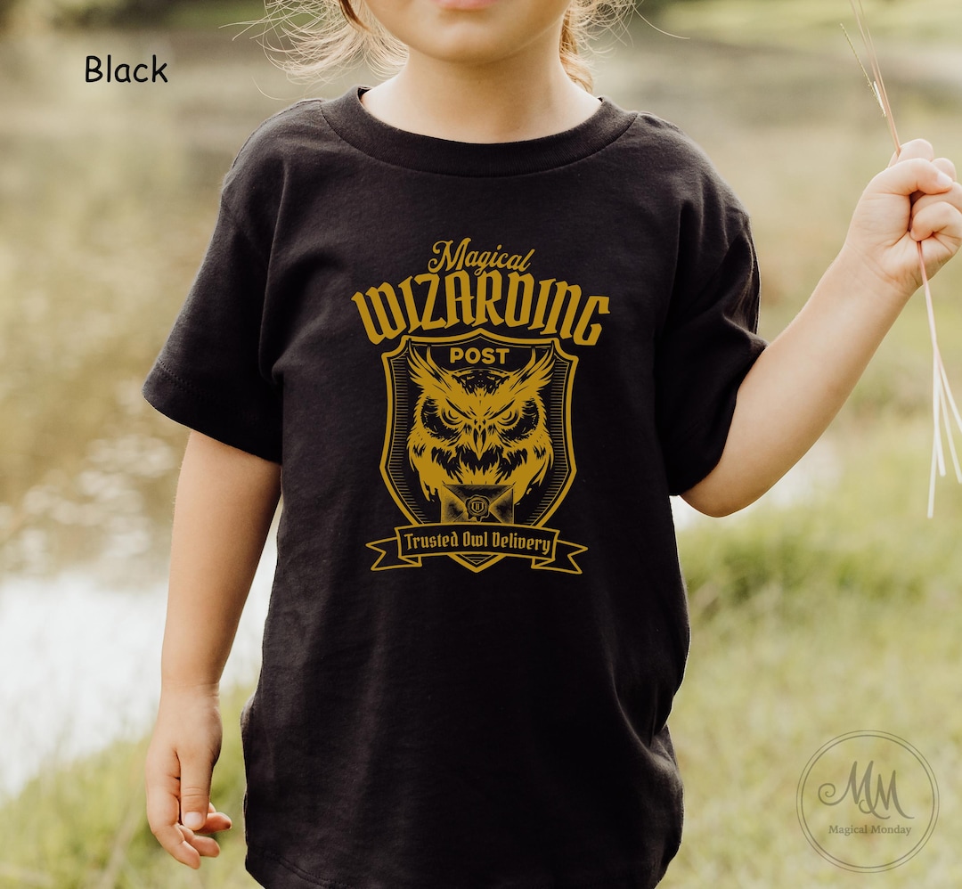Wizarding Gold Owl Mail Youth Tee, Owl Graphic Tee, Kids Magic Shirt ...