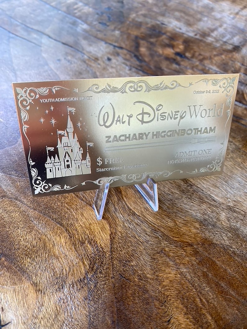 Personalized Disneyland Ticket Gold Disney Ticket Disneyland - Etsy