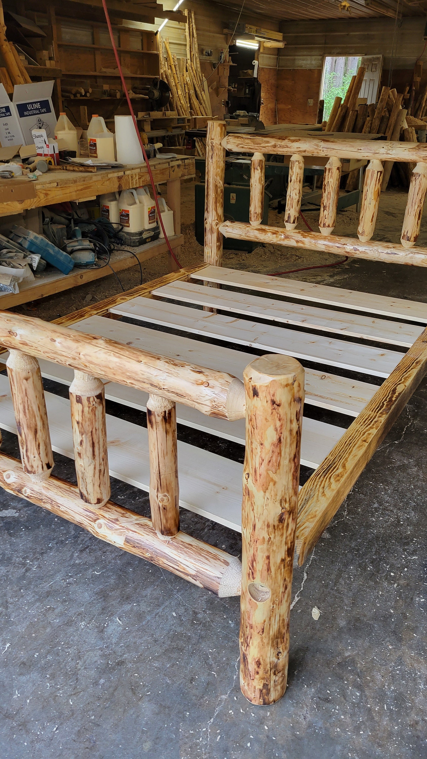 Log Platform Bed, Ready to Assemble, Rustic Bedroom Furniture - Etsy
