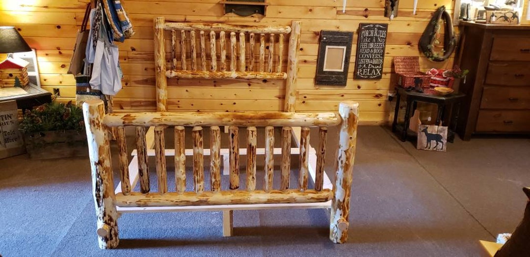 RUSTIC LOG BED - Small Spindle Bed Ready to Assemble Ships Free ...