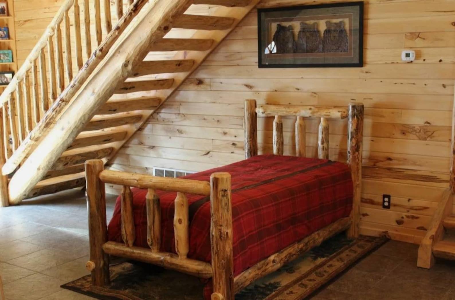 Log Cabin Bed: Rustic Norway Pine, Ready to Assemble - Etsy