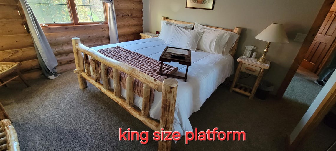 Log Platform Bed, Ready to Assemble, Rustic Bedroom Furniture. No Box ...