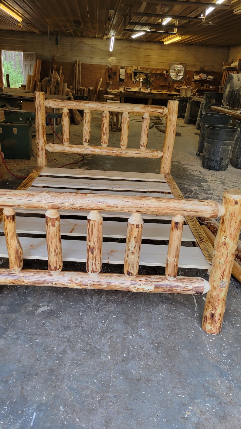 Log Platform Bed, Ready to Assemble, Rustic Bedroom Furniture - Etsy