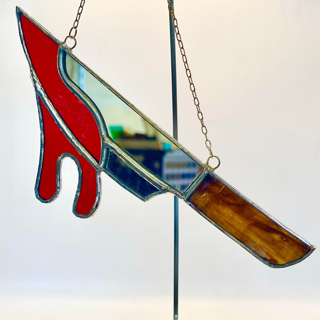 Stained Glass Bloody Knife Halloween Gothic Suncatcher - Etsy