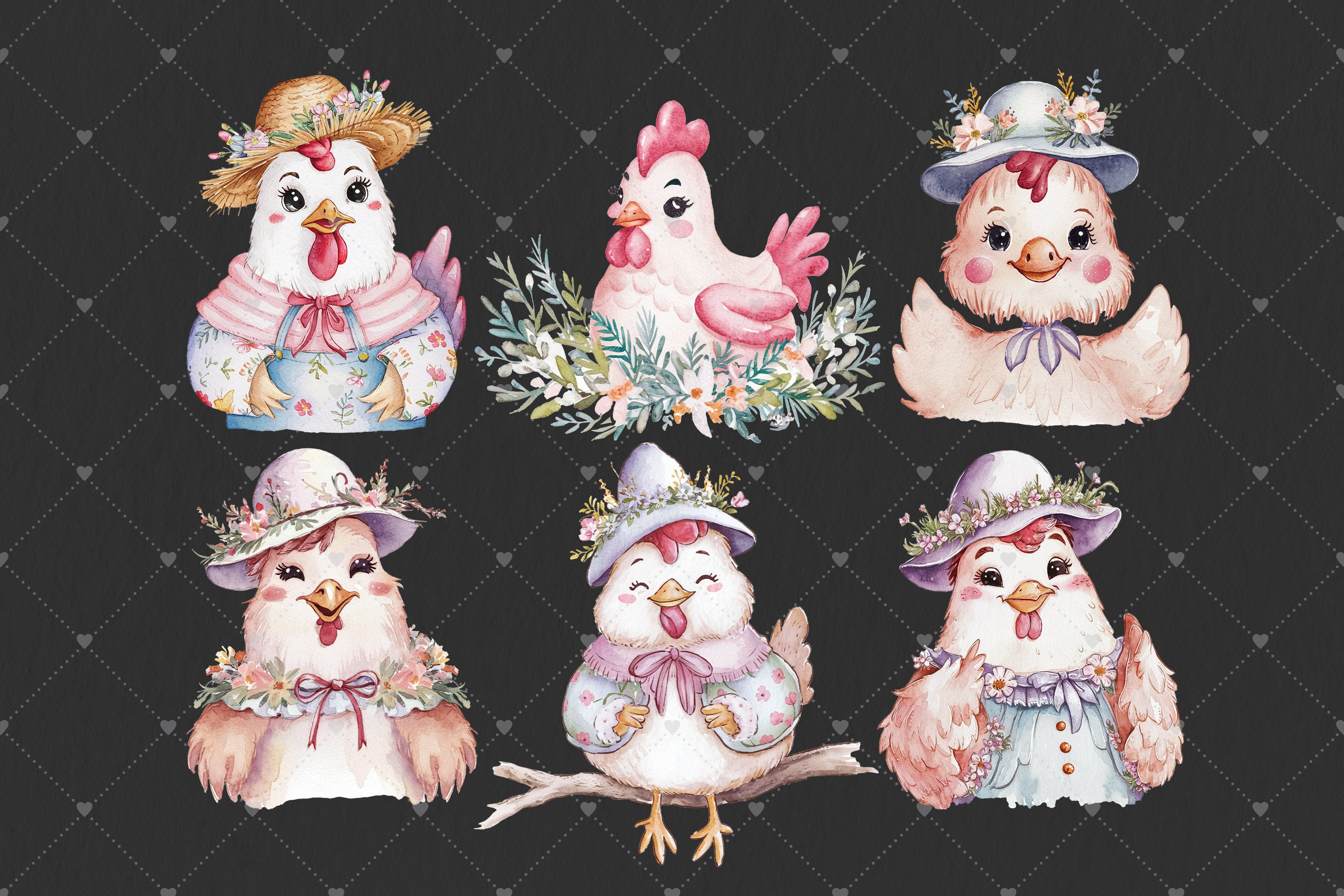 Cute Chicken Clipart. Floral Chicken PNG Sublimations. Chicken Coop PNG ...