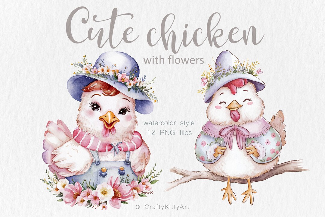 Cute Chicken Clipart. Floral Chicken PNG Sublimations. Chicken Coop PNG ...