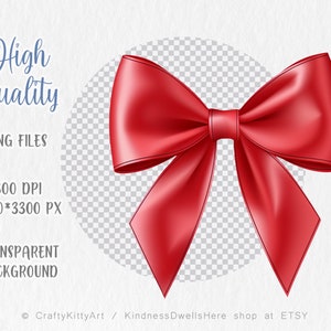 Red Bow Clipart Bundle. Christmas Bows. Digital PNG Clipart. Holiday ...