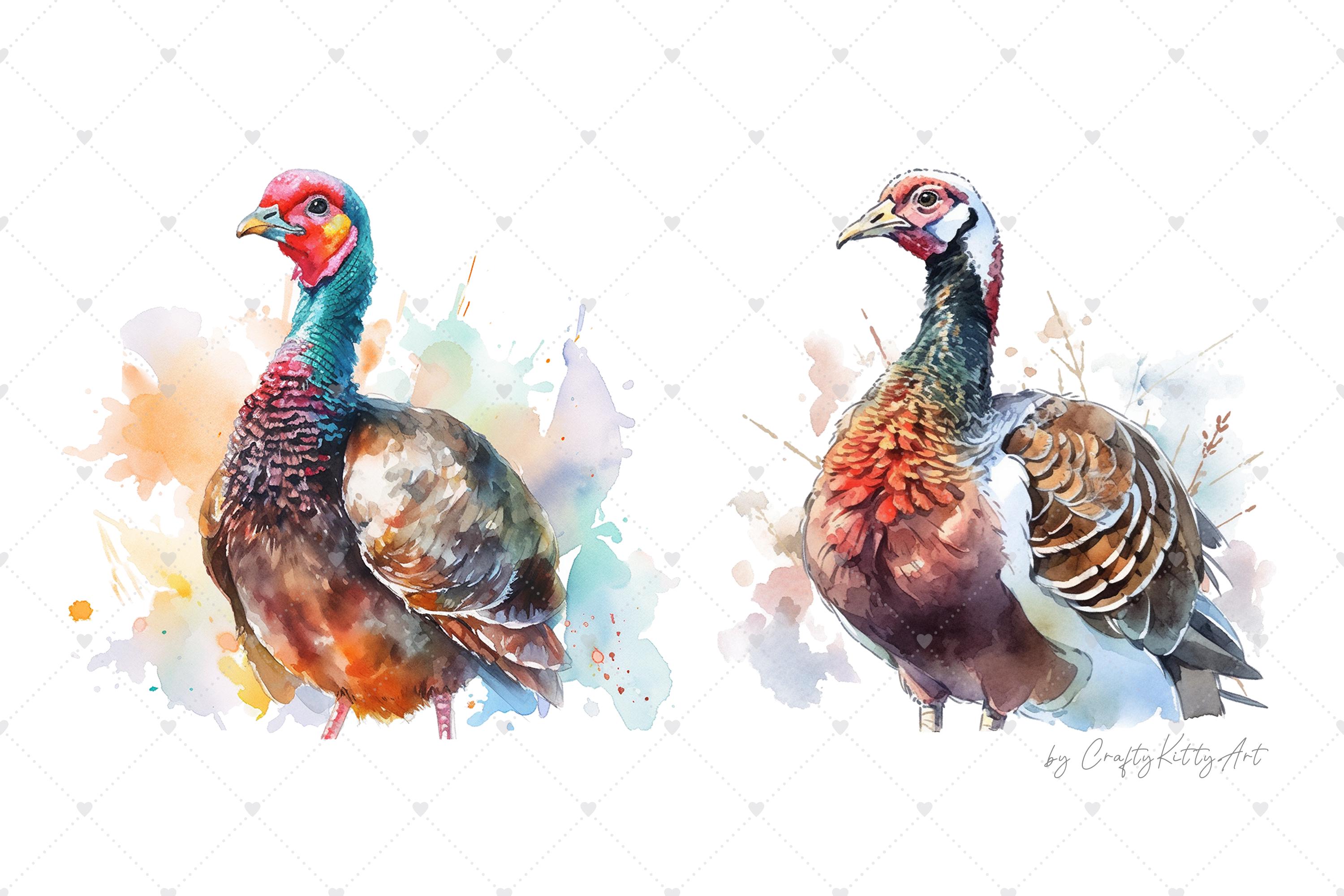 Turkey Clipart. Thanksgiving Turkey. Watercolor Clip Art Bundle ...