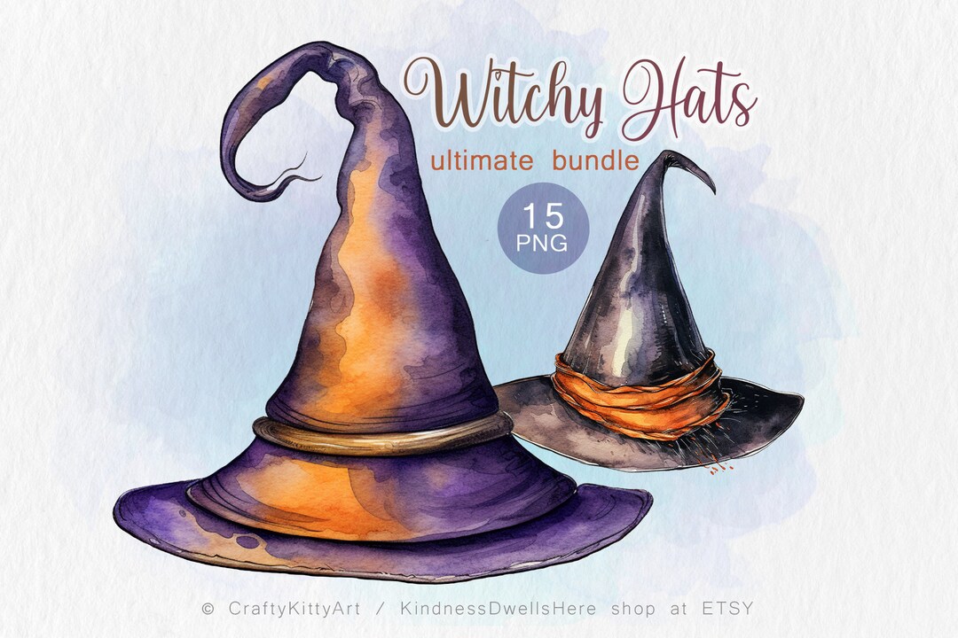 Witch Hat Png. Witch Hat Clip Art. Watercolor PNG Bundle. - Etsy