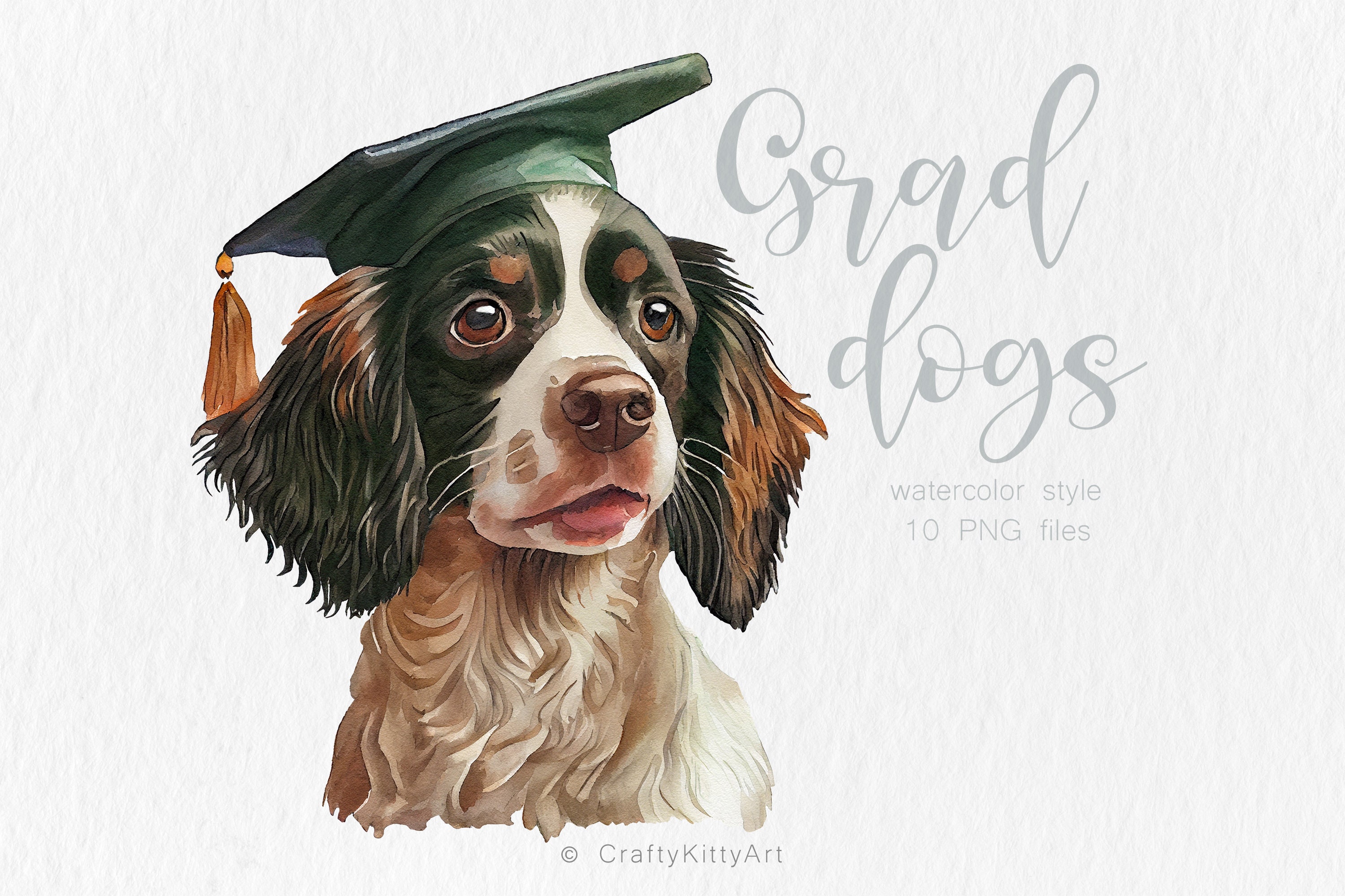 Graduation Clipart. Cute Dogs. Watercolor Clip Art Bundle. Digital PNG ...