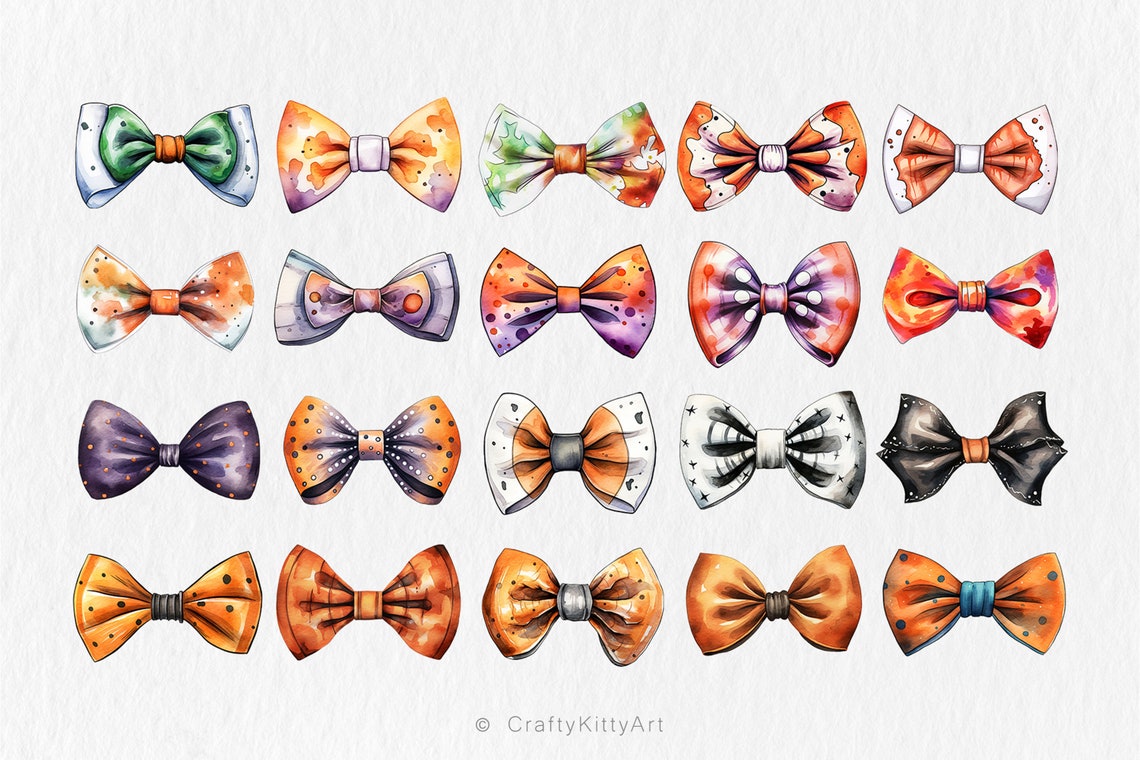 Halloween Bow PNG Clipart. Bow Tie PNG Clipart. Watercolor Clip Art ...