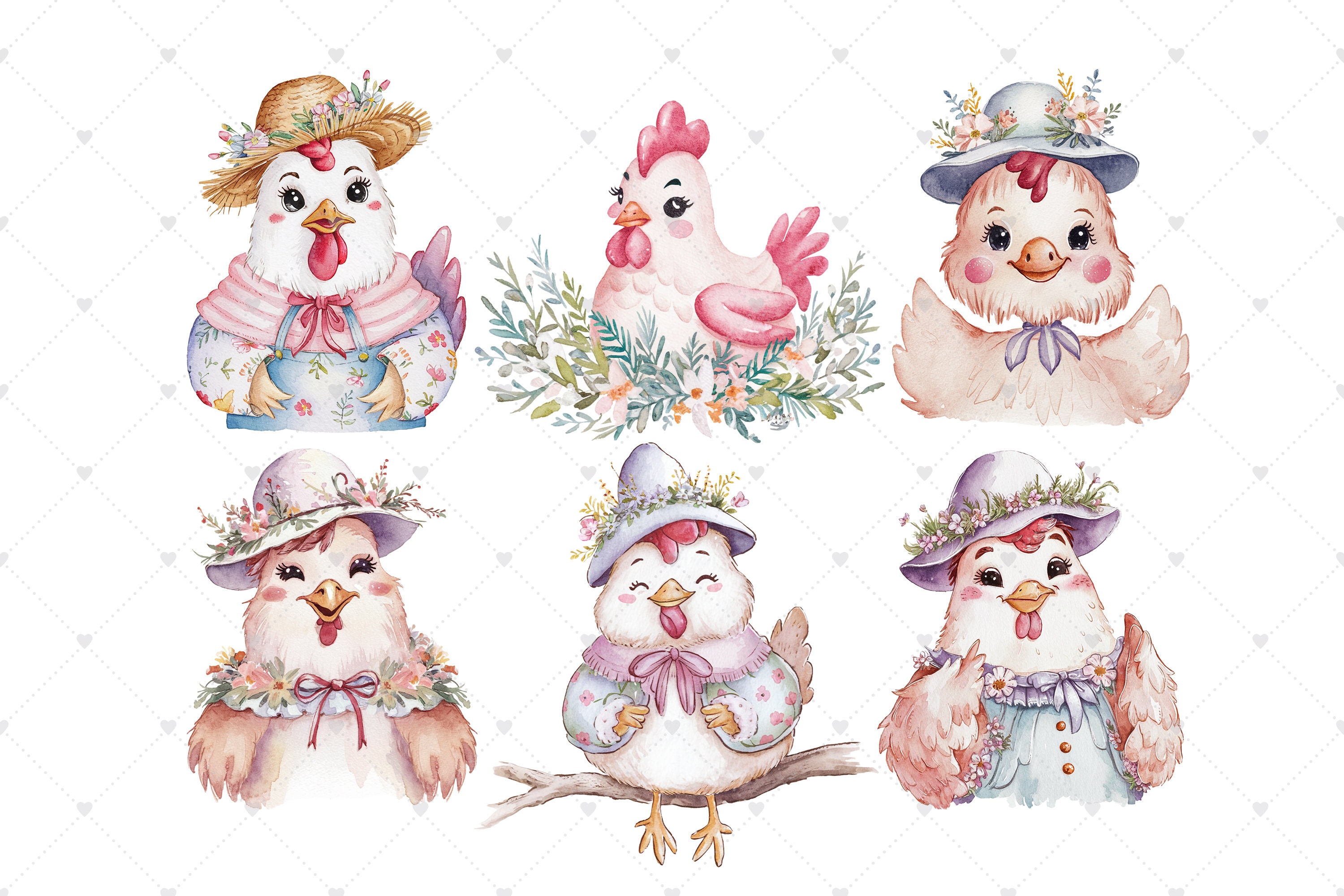 Cute Chicken Clipart. Floral Chicken PNG Sublimations. Chicken Coop PNG ...