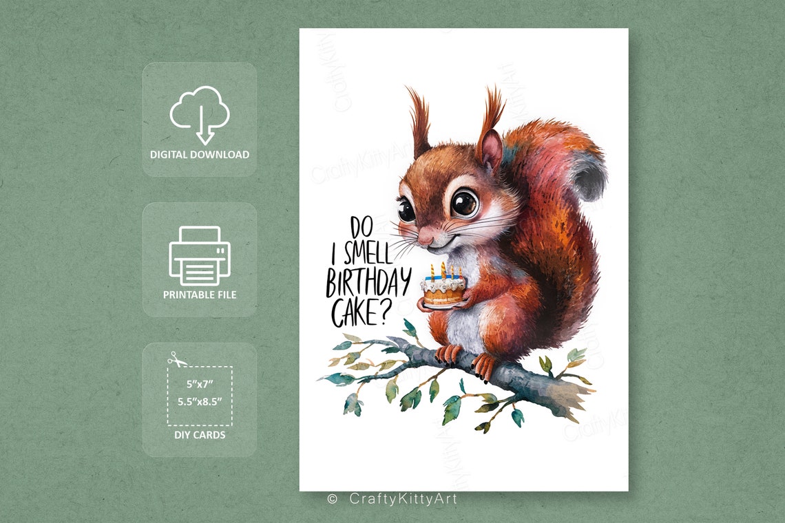 Happy Birthday Printable Card. Downloadable Greeting Card, Two Sizes ...