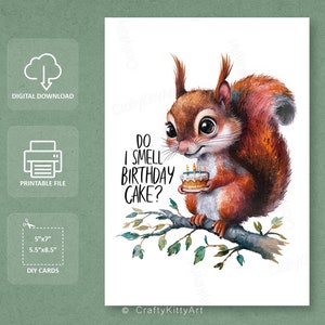 Happy Birthday Printable Card. Downloadable Greeting Card, Two Sizes ...