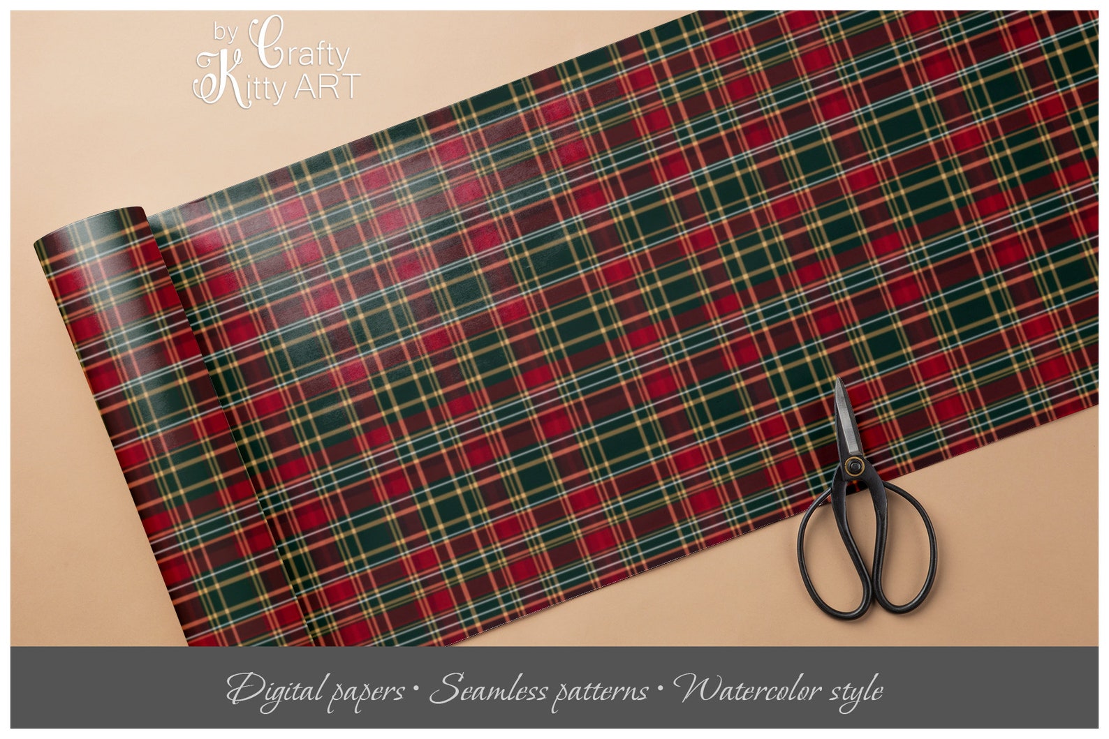 Tartan Plaid Seamless Patterns. Digital Paper Bundle. Winter Holiday ...