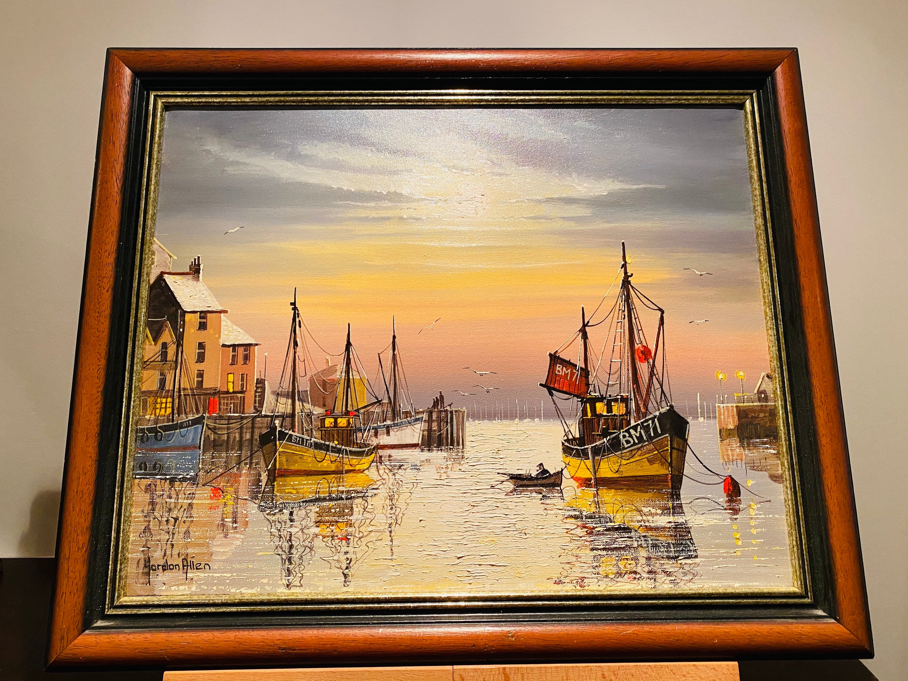 Large Vintage Gordon Allen Oil Painting on Canvas Brixham Harbour - Etsy UK