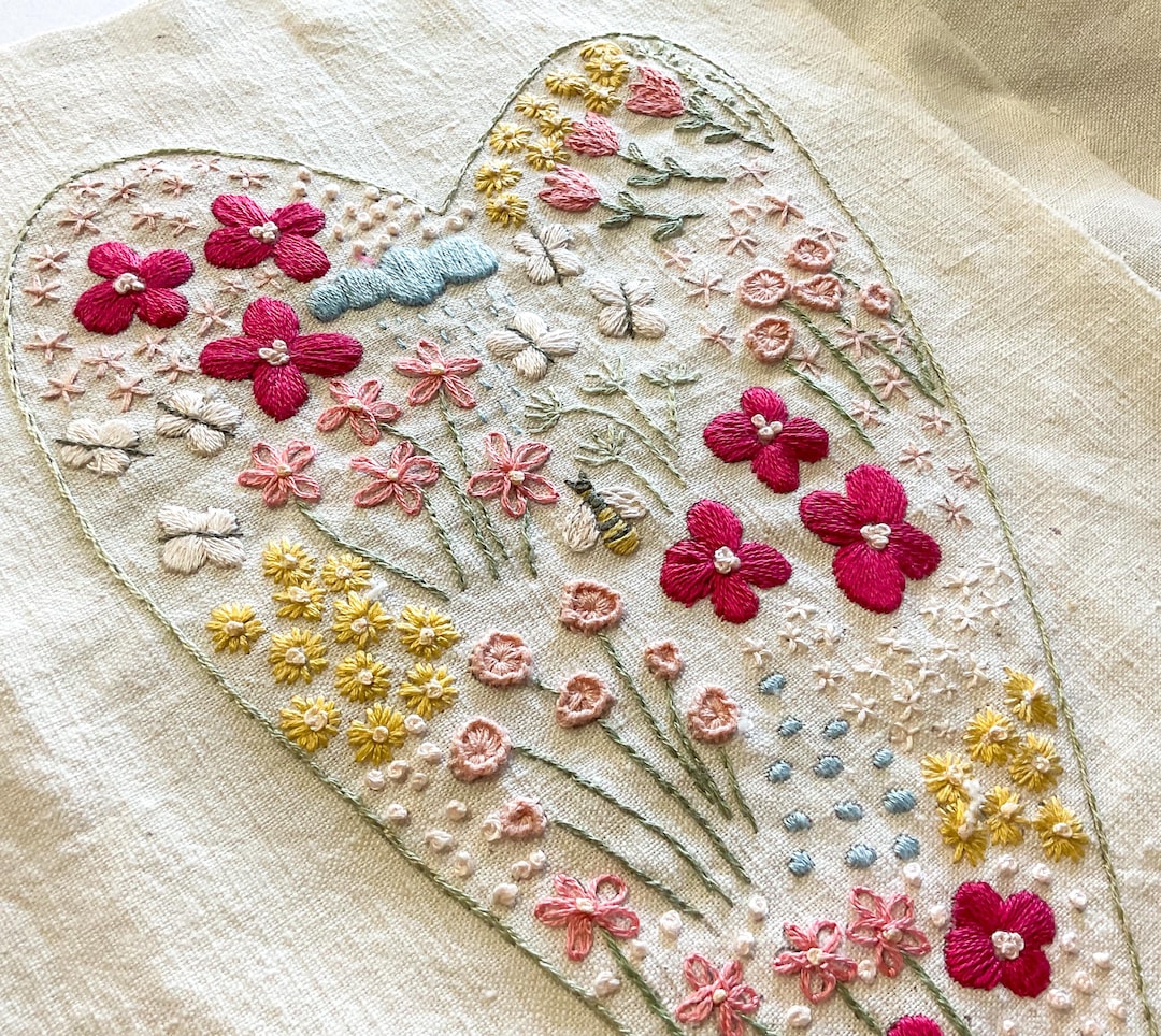 Embroidery Pattern, Cotswold Garden Heart Digital Download With Stitch ...