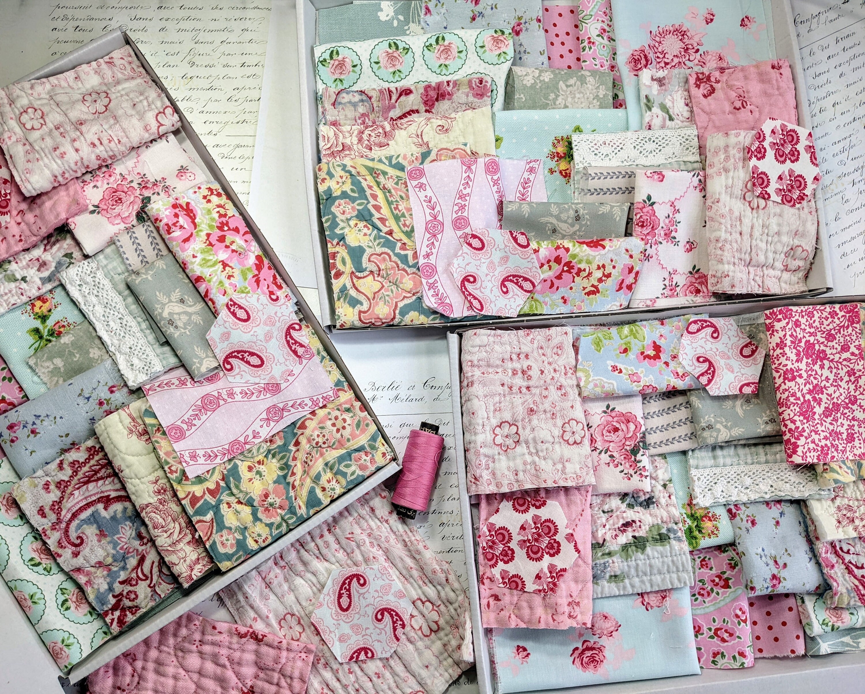 Vintage Fabric Bundle: 26 Pink & Robins Egg Quilt and Fabric Slow ...