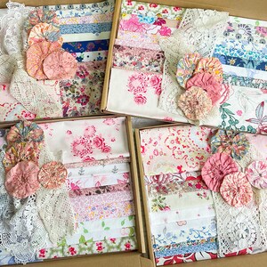 Vintage French Slow Stitch Kit, Floral Fabric Bundle, Snippets Box With ...