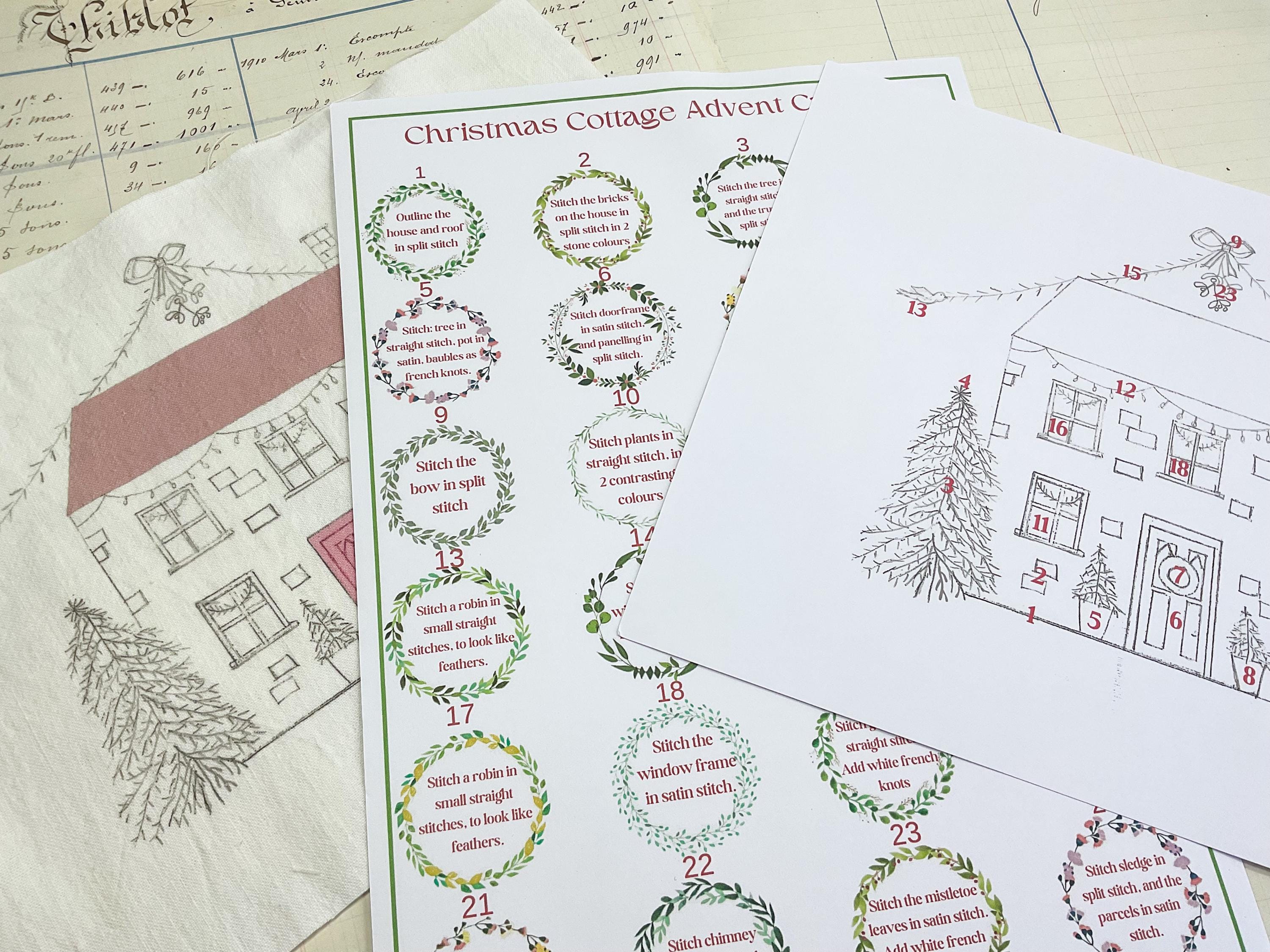 Embroidery Advent Calendar Pattern: Christmas Cottage (PDF Digital ...