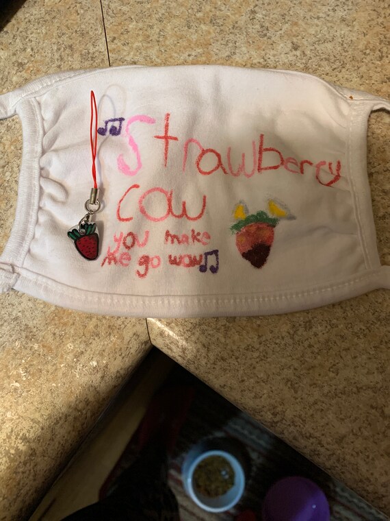 Strawberry cow mask plus water bottle accessories | Etsy
