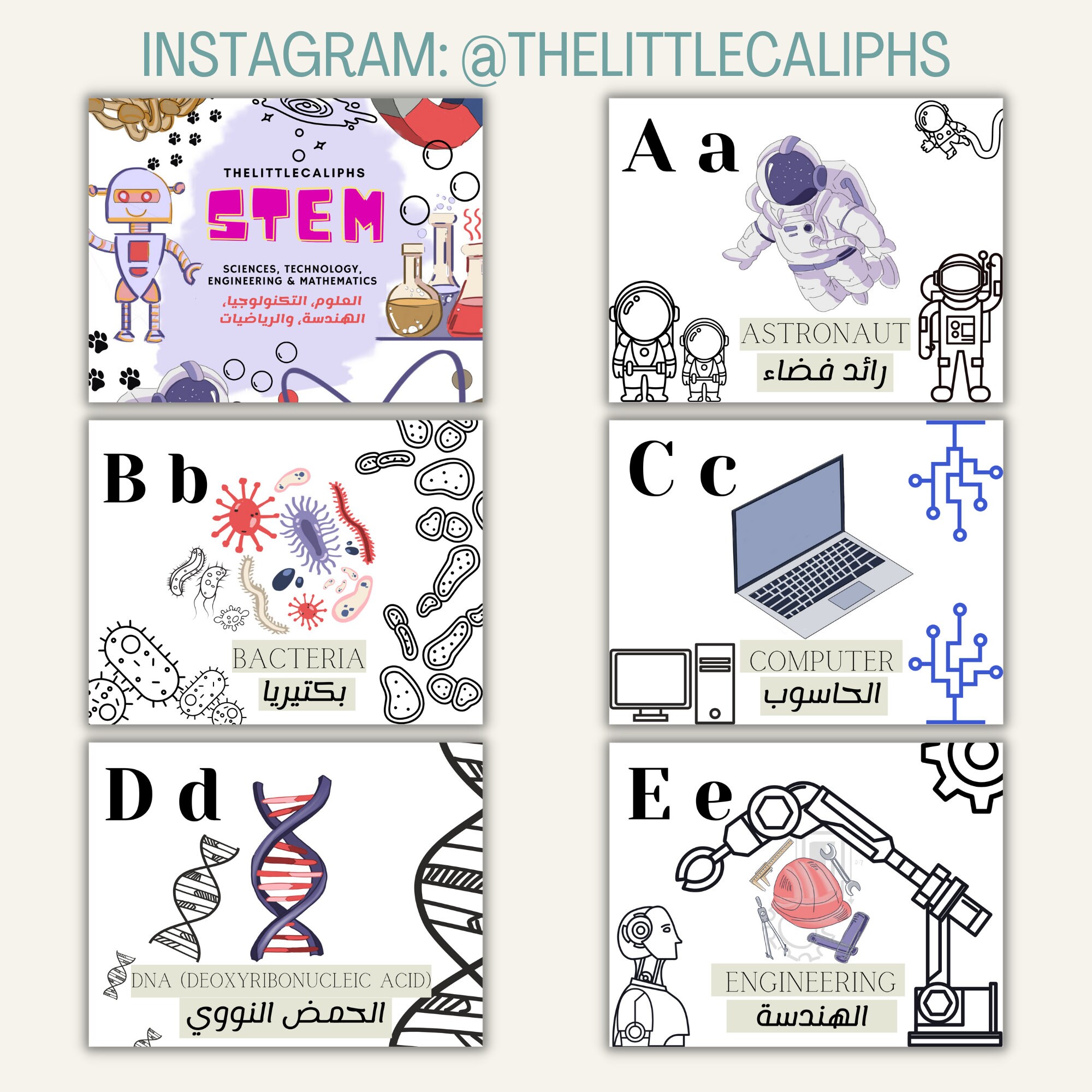 ULTIMATE GUIDE to the Abcs of STEM in Arabic Coloring Cards - Etsy