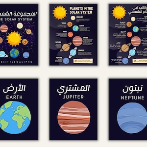 The Solar Sytem - Flashcards & Activity - EN/AR - Etsy