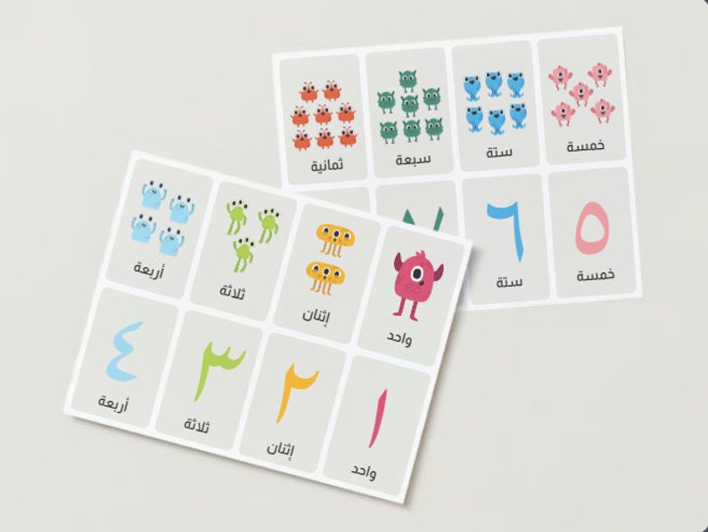 50+ Colorful Arabic Flashcards Numbers for Early Childhood Education ...