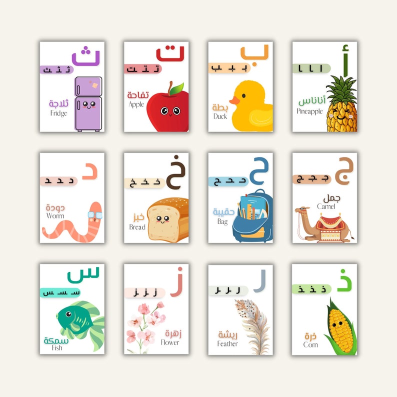 20+ ARABIC ALPHABETS CARDS - Complete Set - Arabic Learning for ...