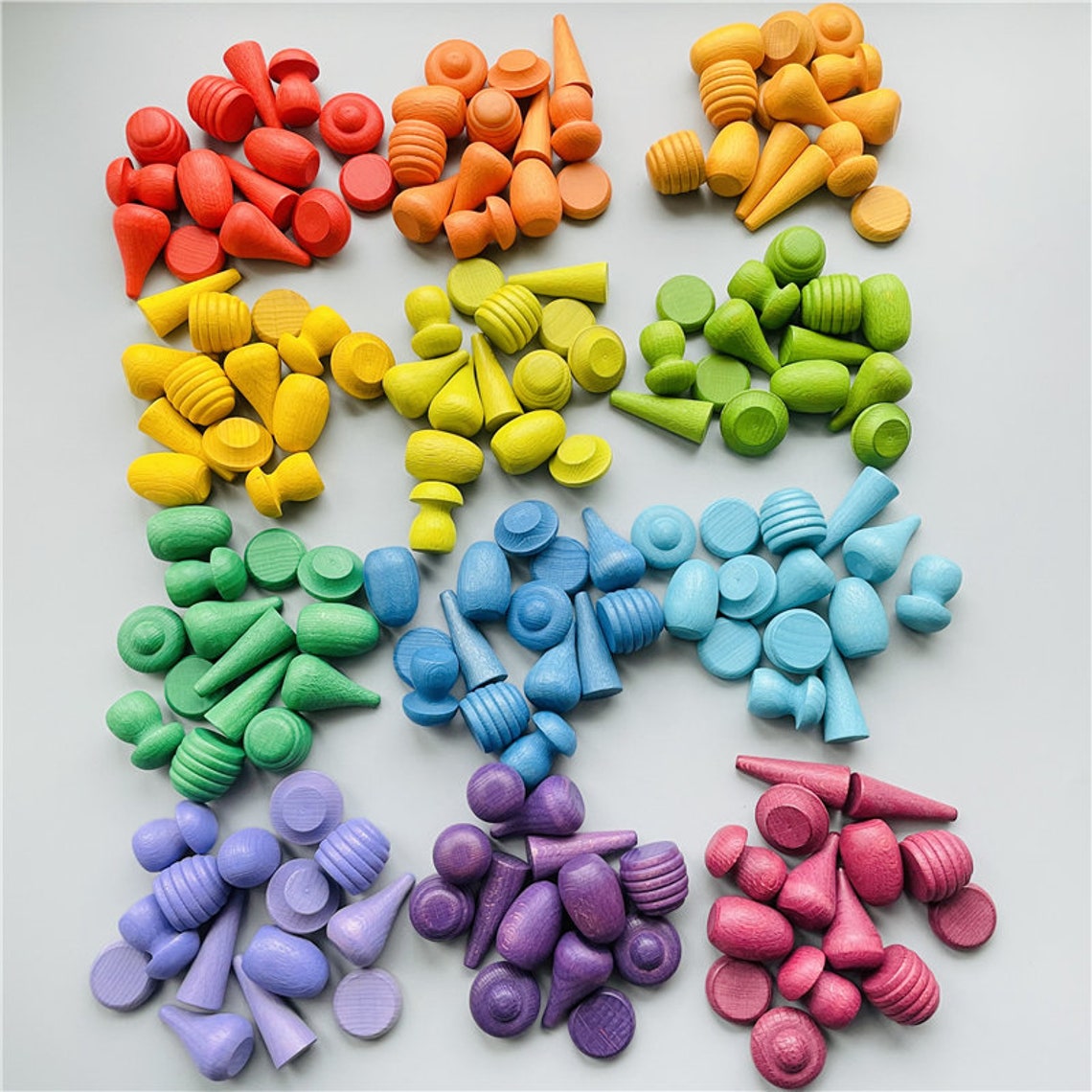 84 PCS Colourful Wooden Loose Parts Large Set Rainbow Color - Etsy