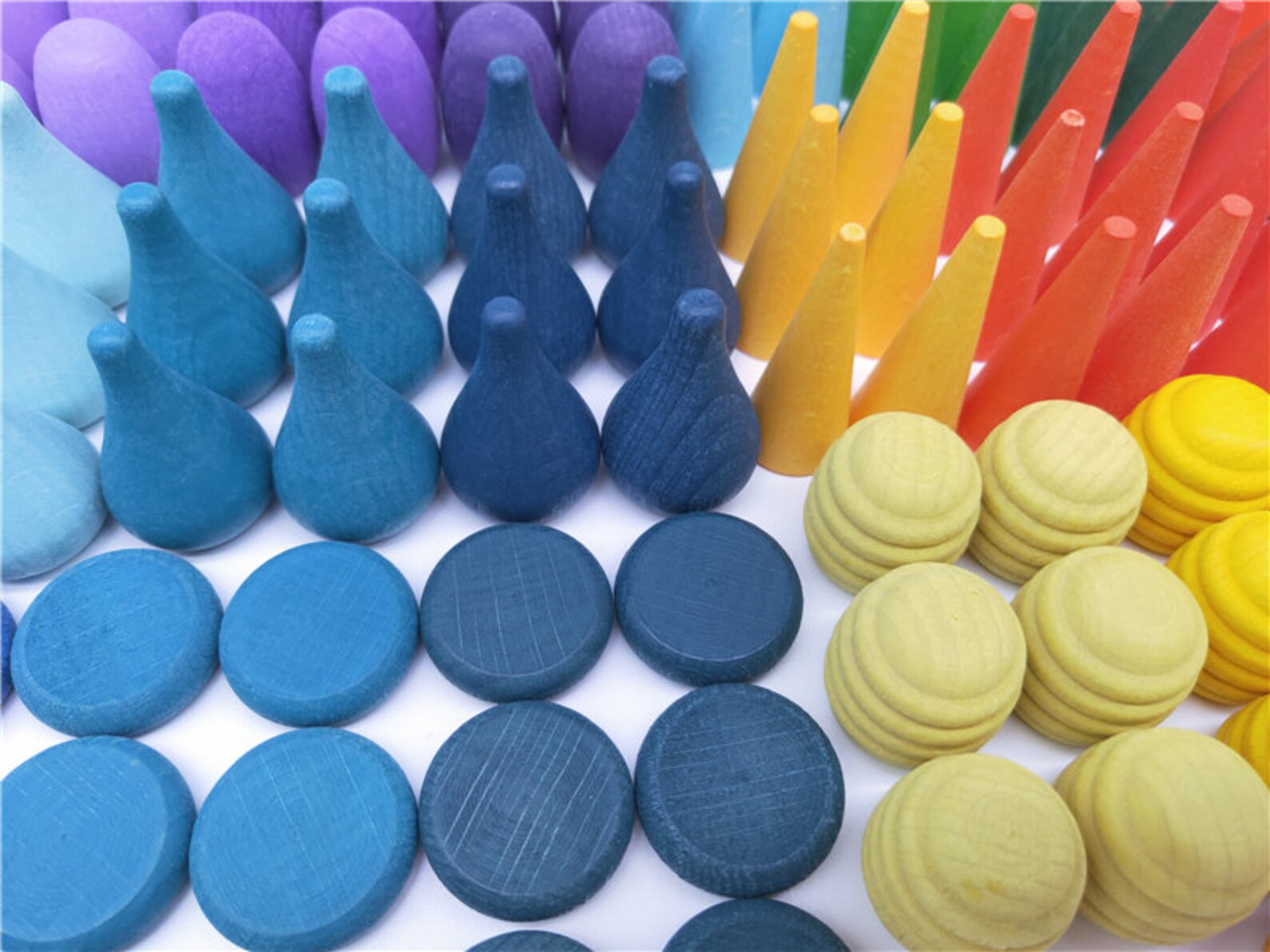 324 PCS Creative Wooden Rainbow Blocks, Mushroom, Honeycomb, Droplets ...