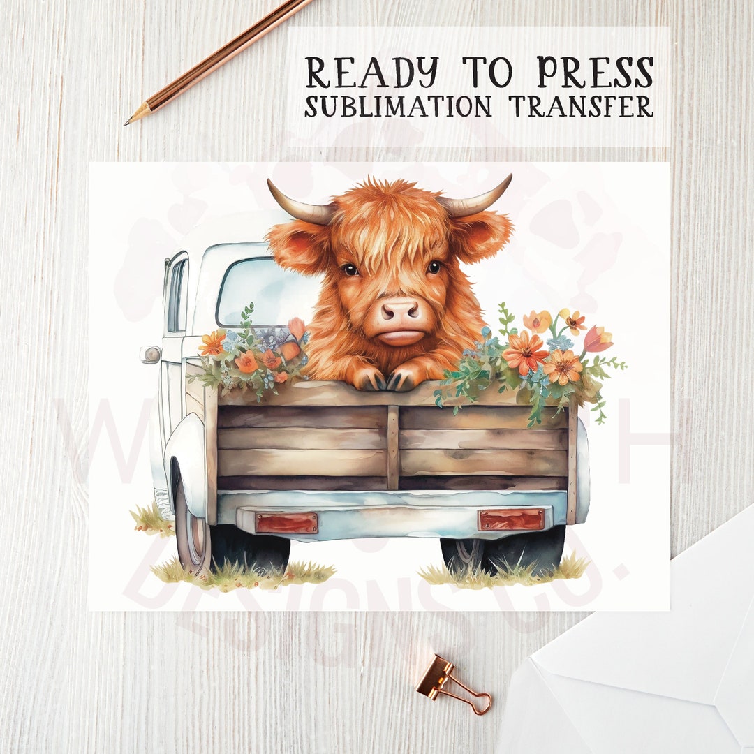 Ready to Press Sublimation Transfers | Highland Cow | Animals | Farm ...