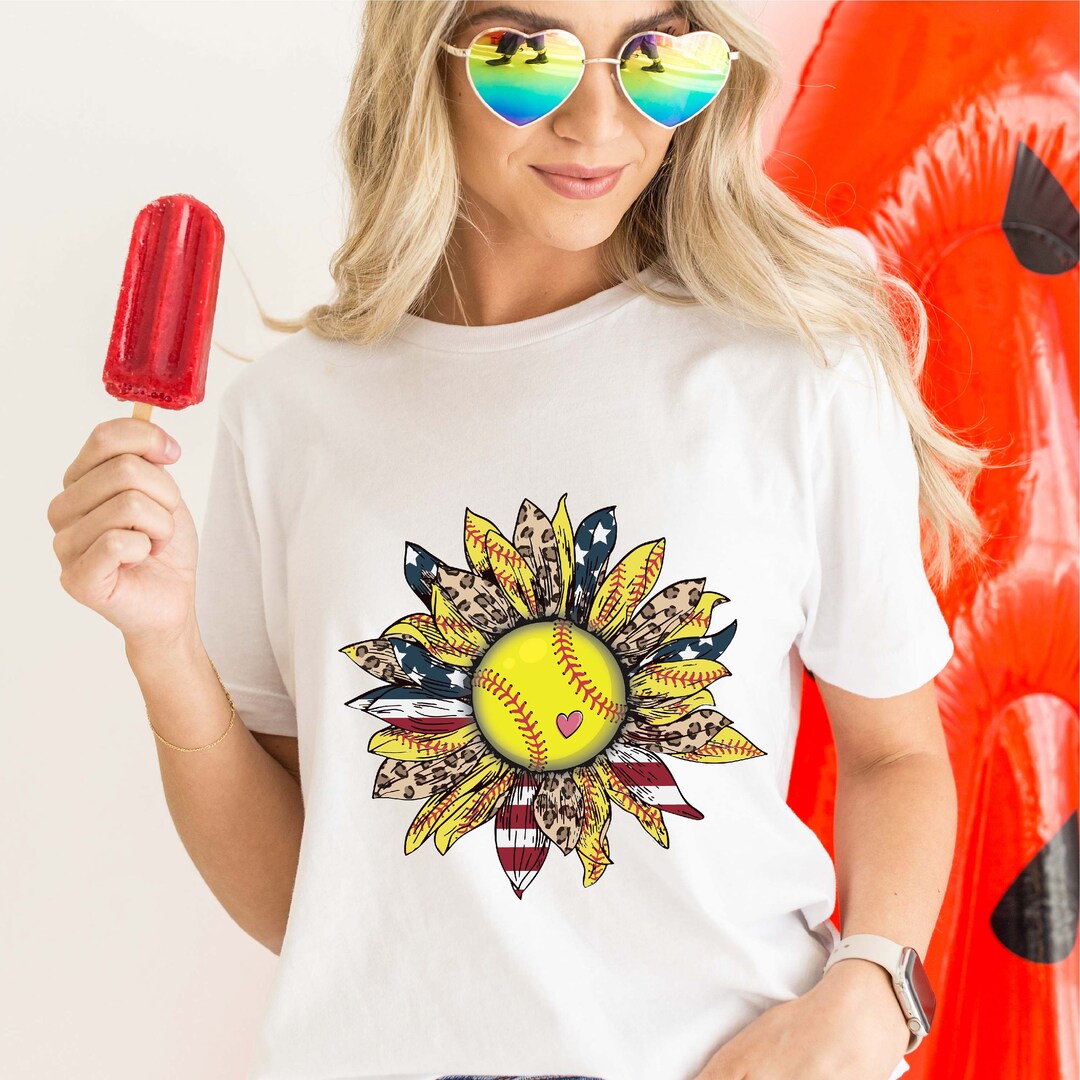 Softball Sunflower Sublimation Transfer, Ready to Press, Heat Press ...