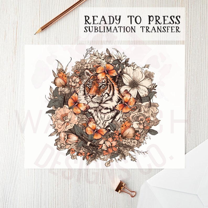 Ready to Press Sublimation Transfers | Tiger With Flowers | Animals ...