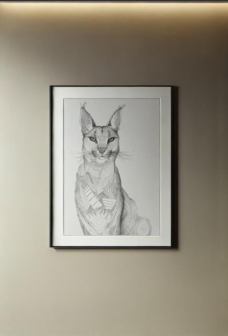 Caracal Ink Illustration - Authentic Designs Series - Exotic Wildlife ...